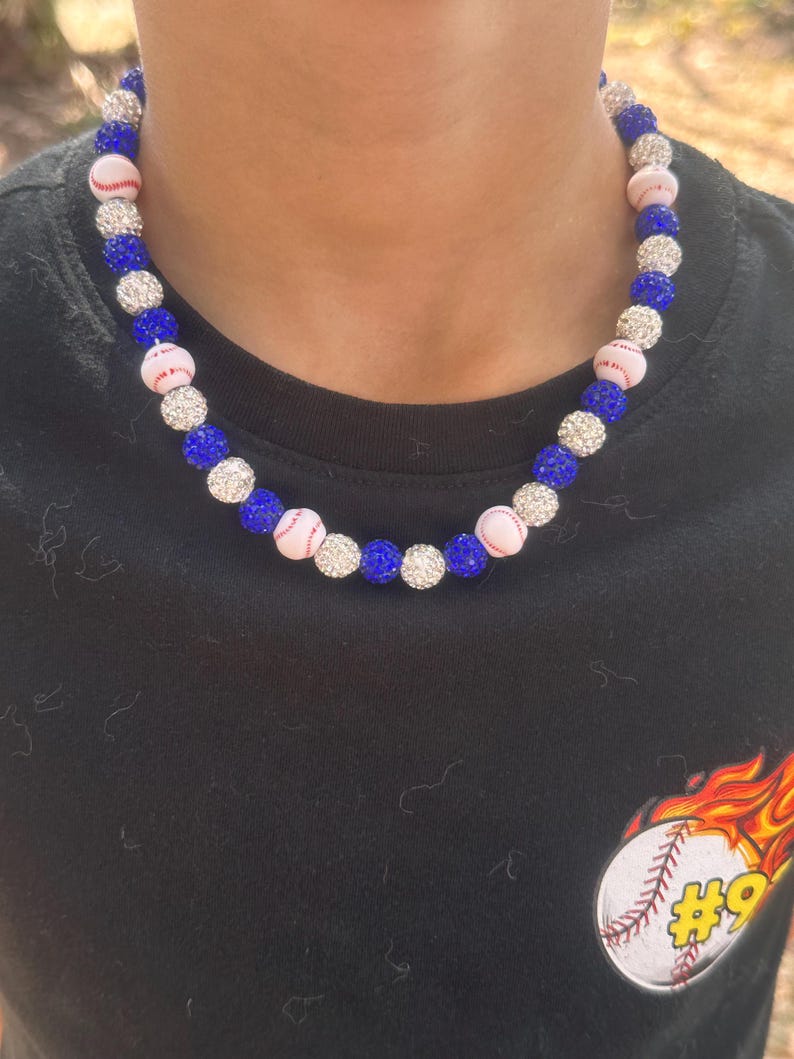 Cubs MLB Rhinestone Bead Drip Necklace & Bracelet - Etsy