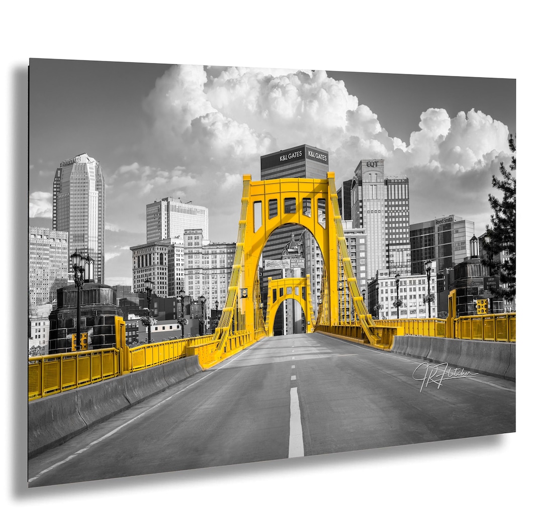 Andy Warhol Bridge 7th Street Pittsburgh Black and White and Yellow ...