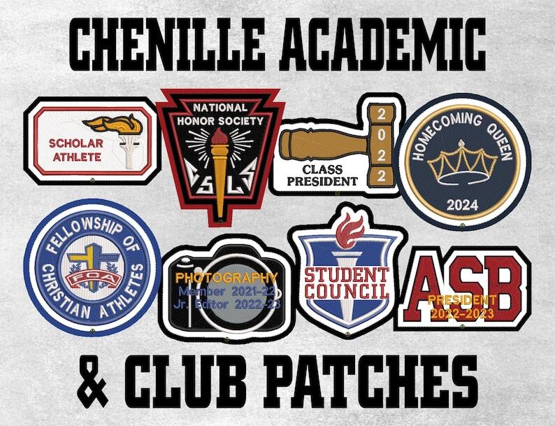 Custom Chenille Letterman Jacket Patch Academic & Club - Etsy