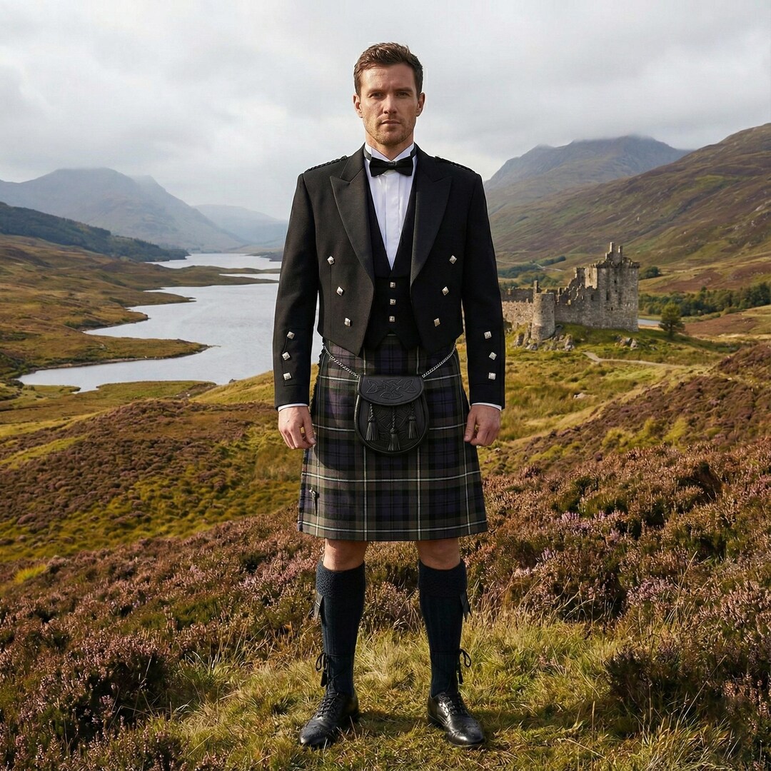 Scottish Embossed With Key Lock Black Leather Day Wear Sporran Scottish ...