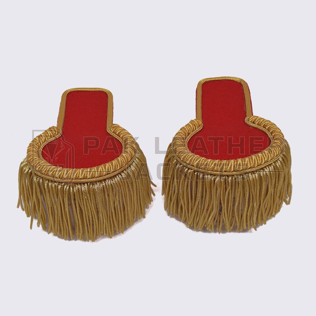Red Blazer Epaulettes Handmade Gold Bullion Fringe Shoulder Pieces - Etsy