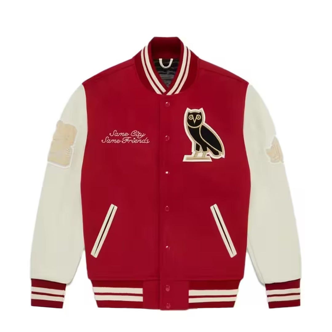 Handmade Red Wool Varsity Jacket Leather Sleeves, Collegiate Style - Etsy