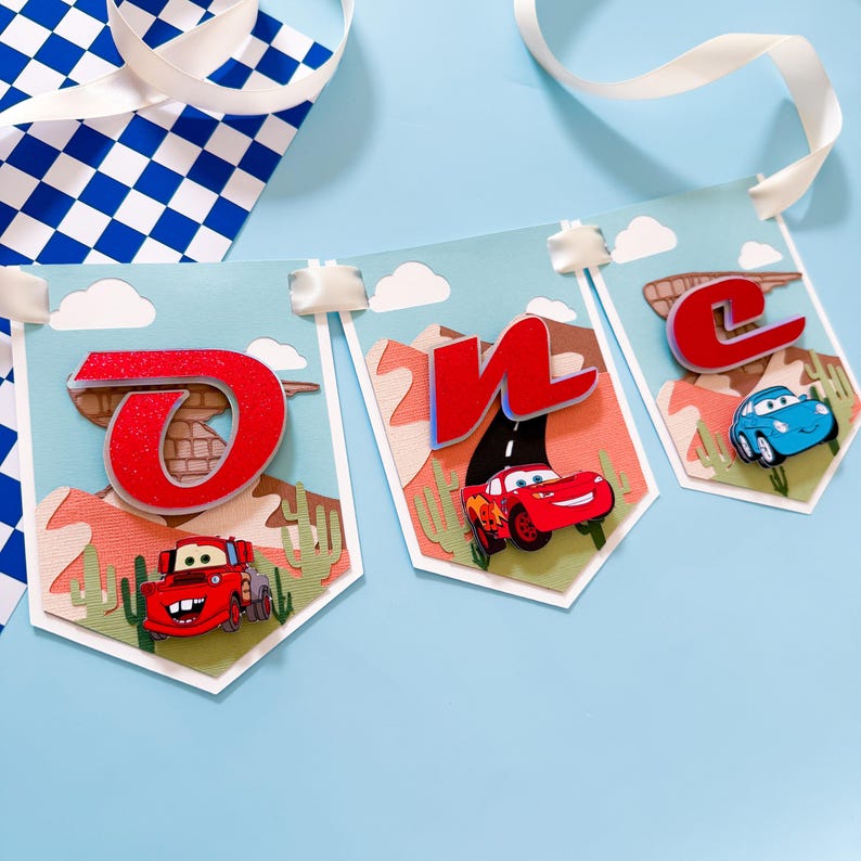 CARS BIRTHDAY BANNER, Lightning Mcqueen Birthday, Cars Party Favor ...