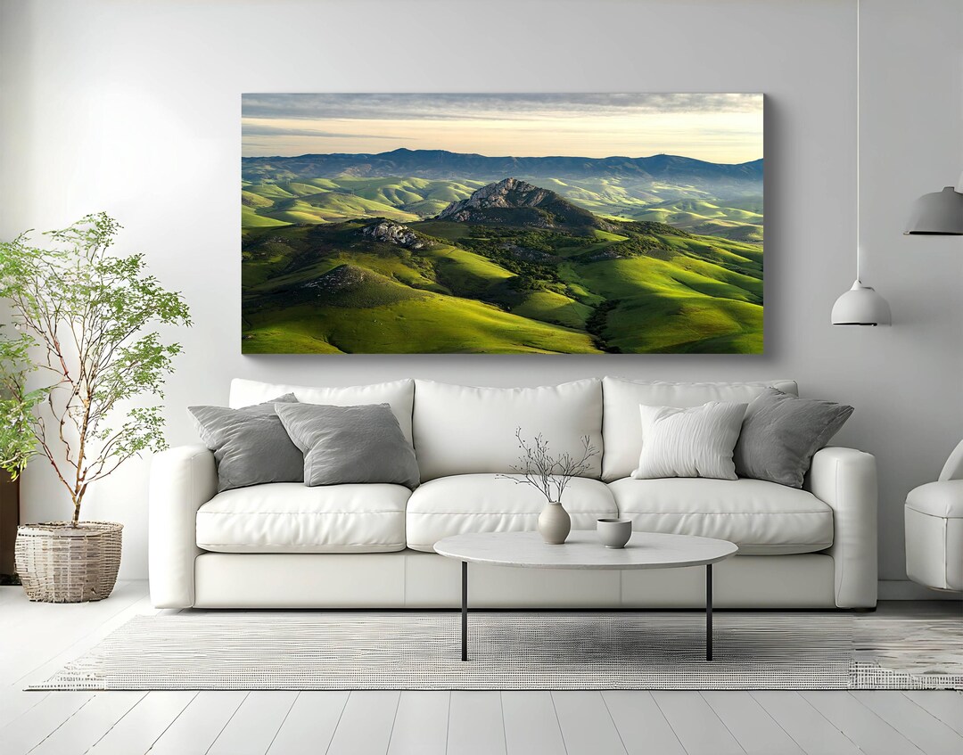 Framed Green Hill Wall Art Landscape Nature Photography for Living Room ...