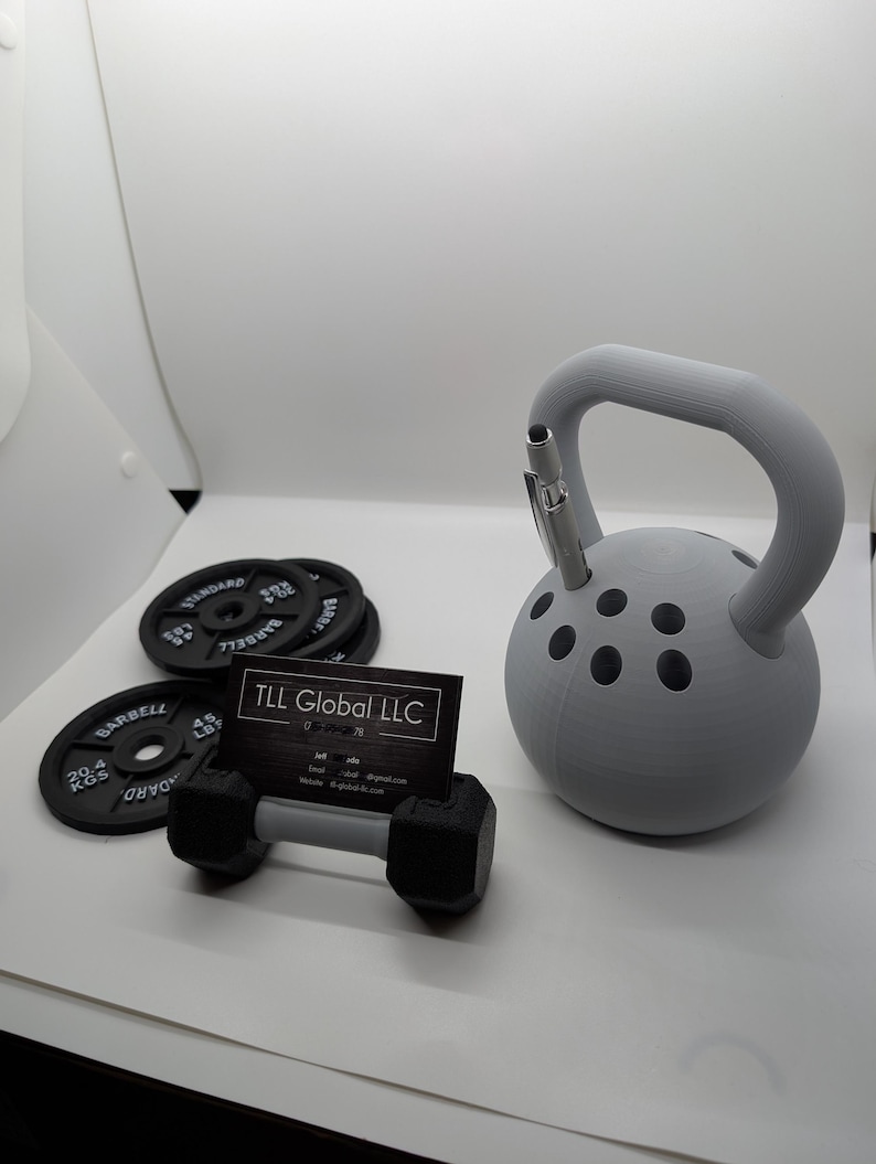 Gym Themed Desk Accessories – Dumbbell Business Card Holder, Kettlebell ...