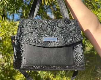 Hand-tooled Embossed Leather, Mexican Floral Purse, Handmade Handbag ...