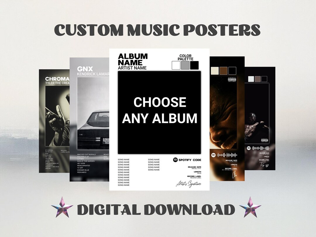Custom Music Poster – Personalized Album Tracklist Wall Art, Modern ...
