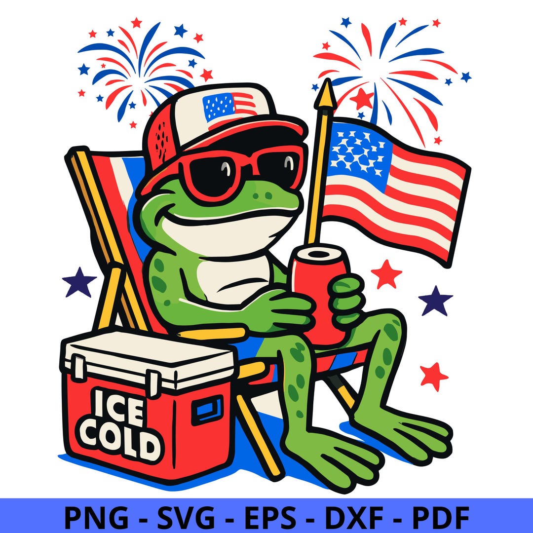 Frog 4th of July USA PNG, Fourth of July Sublimation PNG, Funny Frog ...