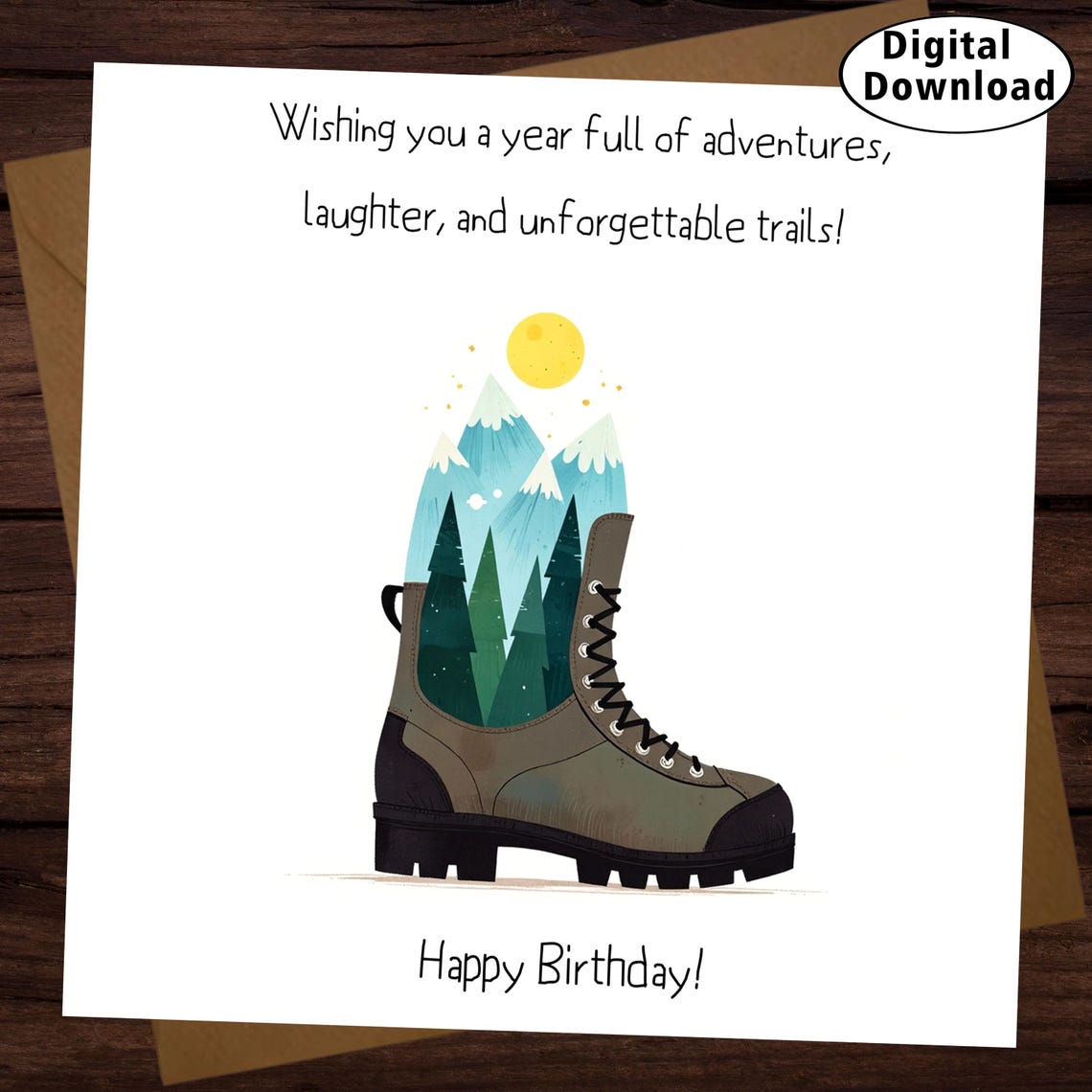 Personalized Hiking Birthday Card Outdoor Adventure Card With Mountains ...