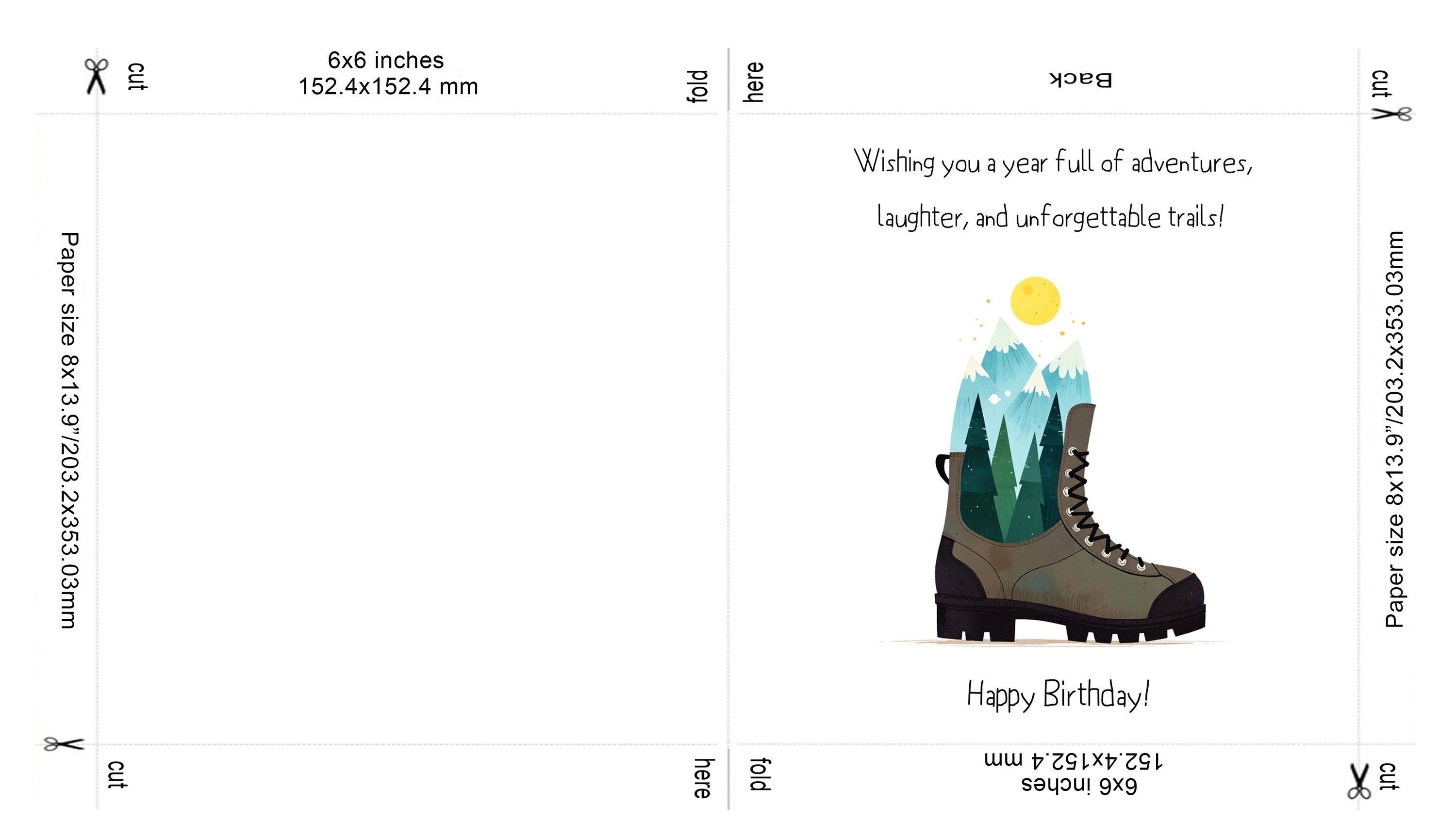 Personalized Hiking Birthday Card Outdoor Adventure Card With Mountains ...