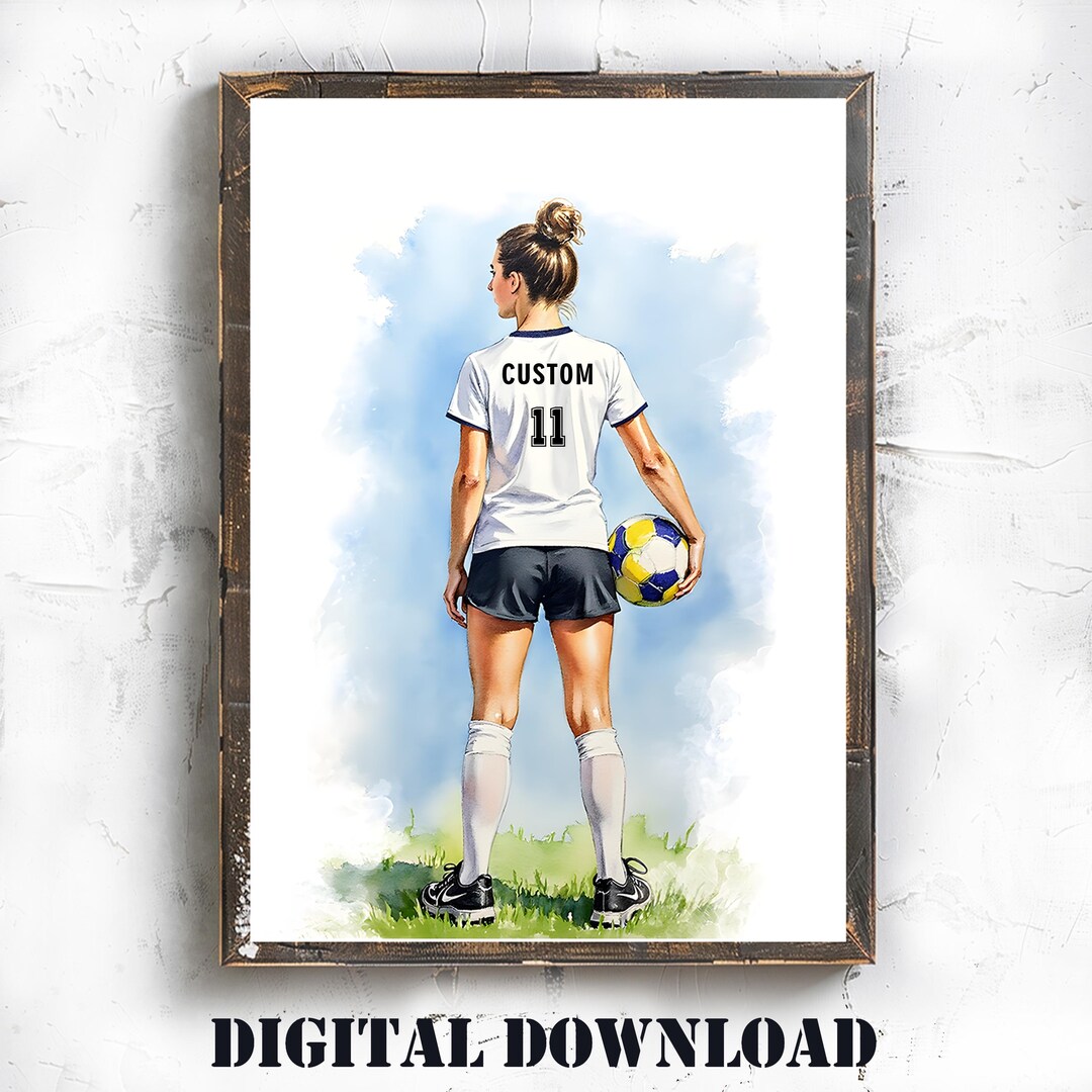 Personalized Handball Girl Watercolor Poster: Custom Name & Number ...