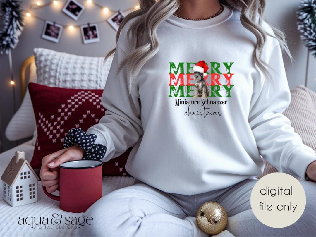 Miniature Schnauzer Christmas Merry 3 | Christmas Dog PNG | Sublimation ...