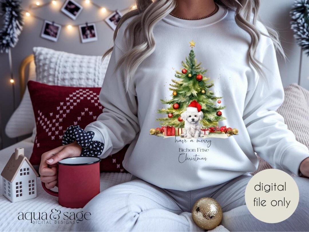 Bichon Frise Christmas Tree | Christmas Dog PNG | Sublimation, DTF ...