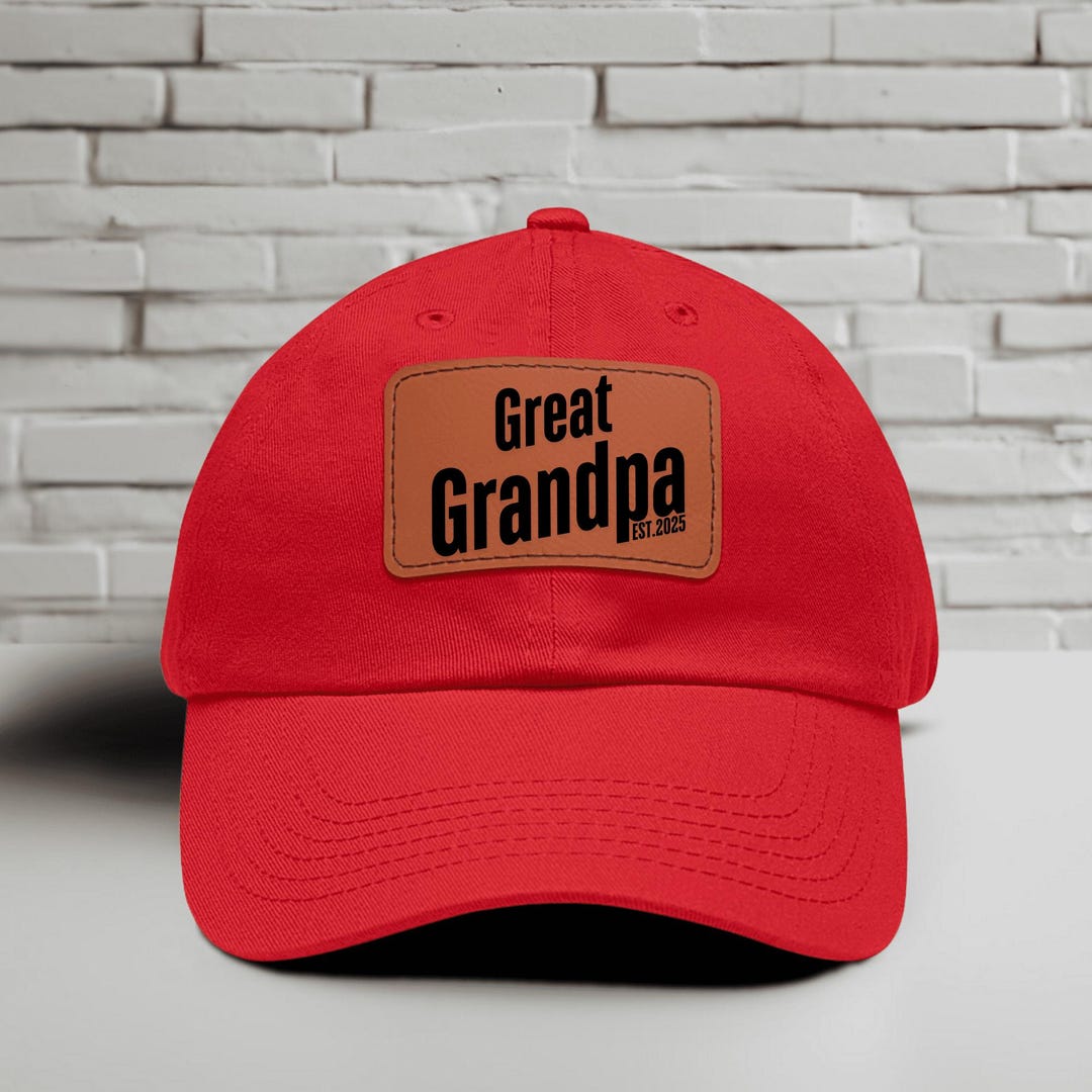 Personalized Great Grandpa Hat, Custom Leather Patch Hats, New Great ...
