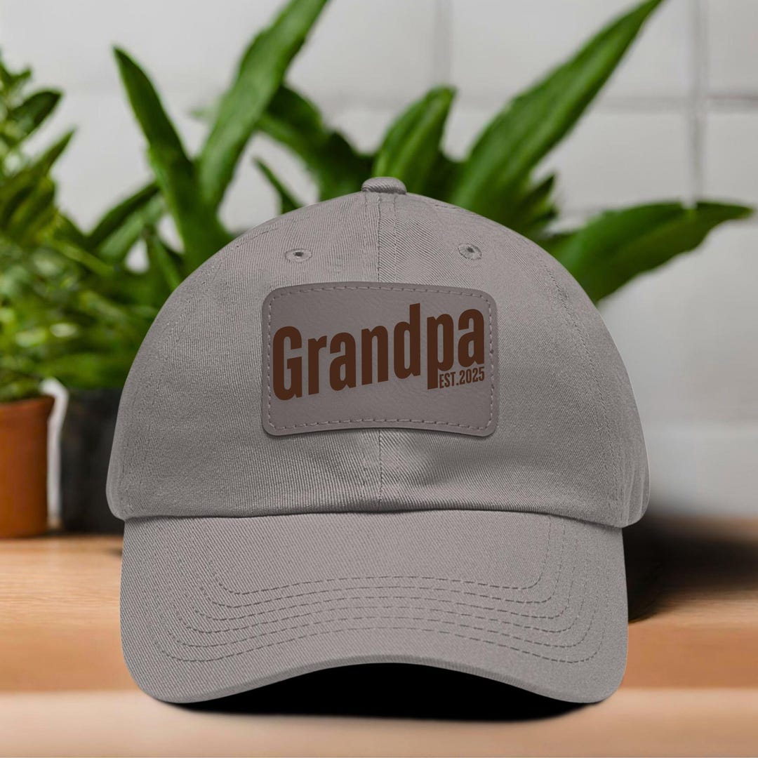 Personalized Grandpa Hat With Leather Patch, Custom Leather Patch Hat ...