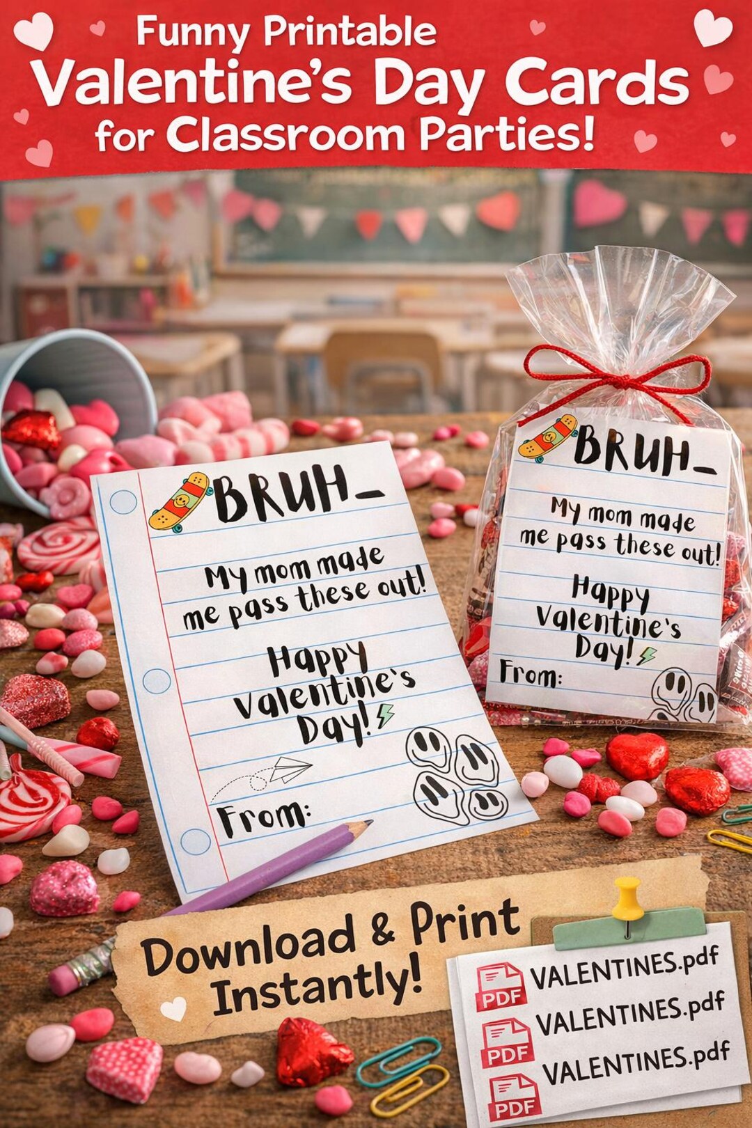 Funny “BRUH” Valentine’s Day Cards for Kids – Printable Classroom ...