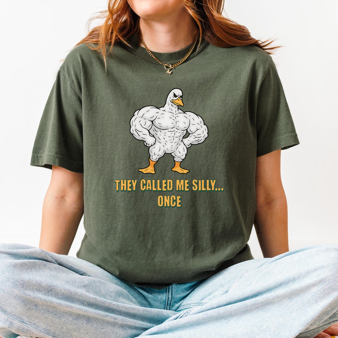 Silly Goose Shirt, Funny Buff Duck Meme Tee, Muscular Cartoon Bird T ...
