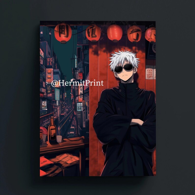 Satoru Gojo Tokyo Night Art Print — Jujutsu Kaisen Poster — Japanese ...
