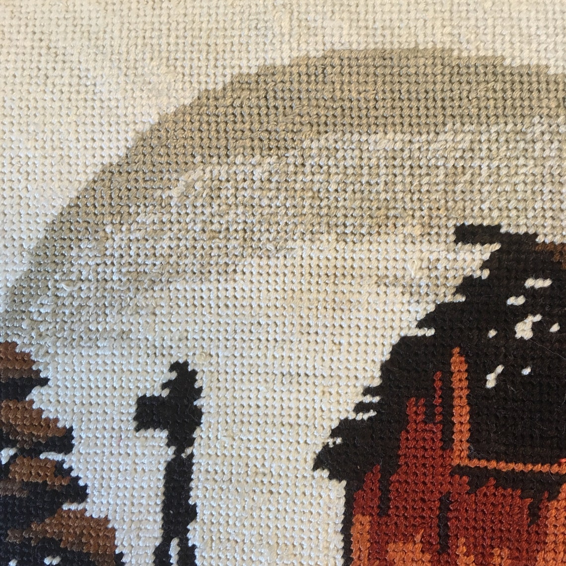 Vintage Finished Needlepoint Petit Point Barn With a Windmill - Etsy