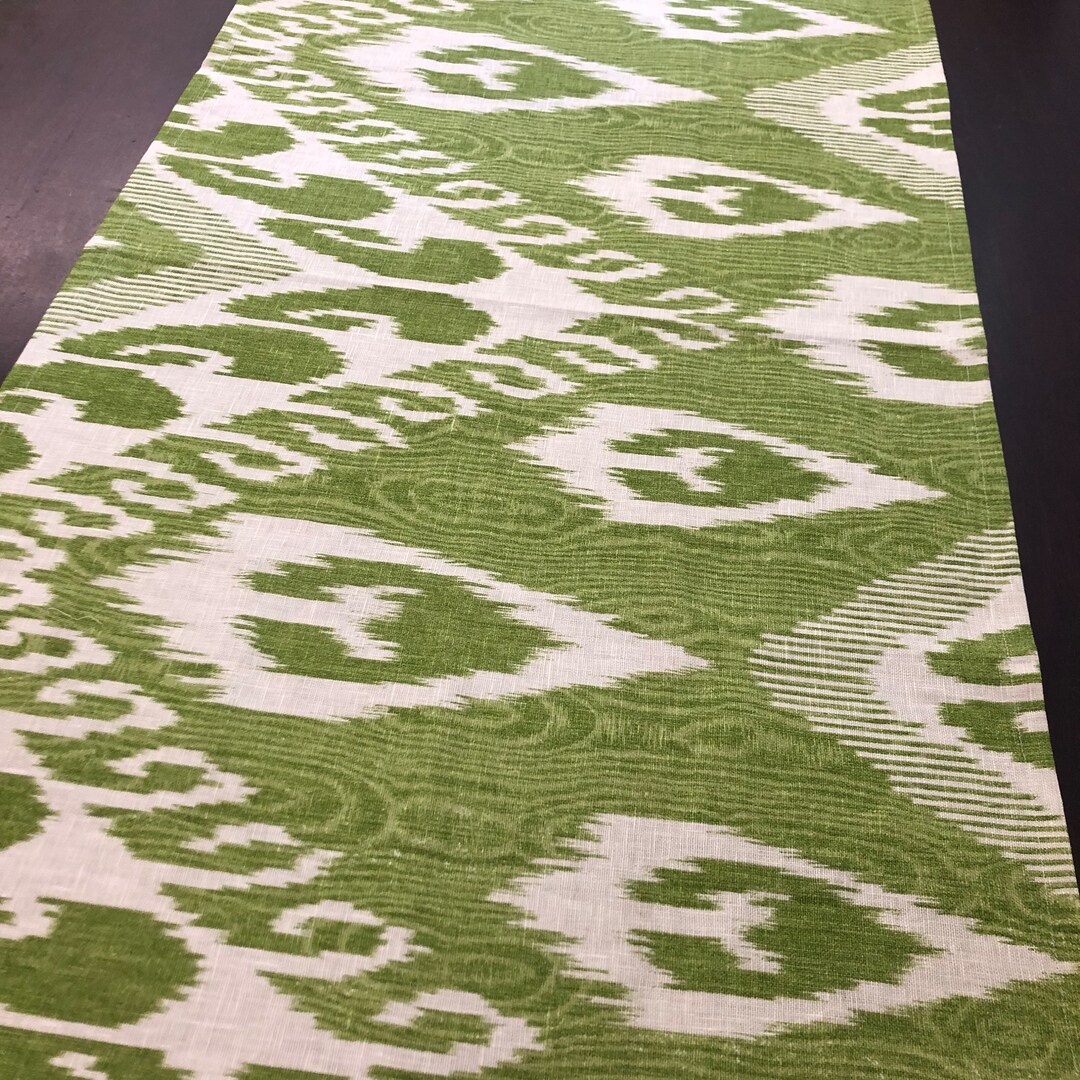 Bright& Bold Ikat Table Runner Table Linen Lime Green and White 20 X 52 ...