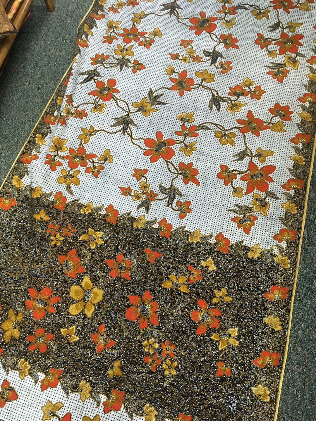 Vintage Batik Fabric Panel 27 Inch Border Design on One End 43 by 76 ...
