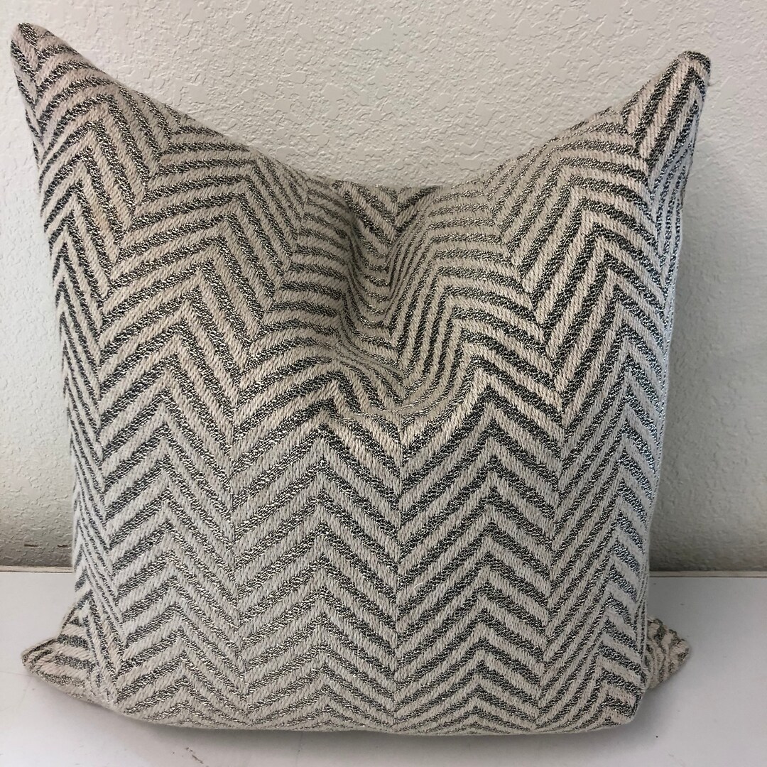 Textured Woven Chevron Metallic Silver and off White Elegant - Etsy