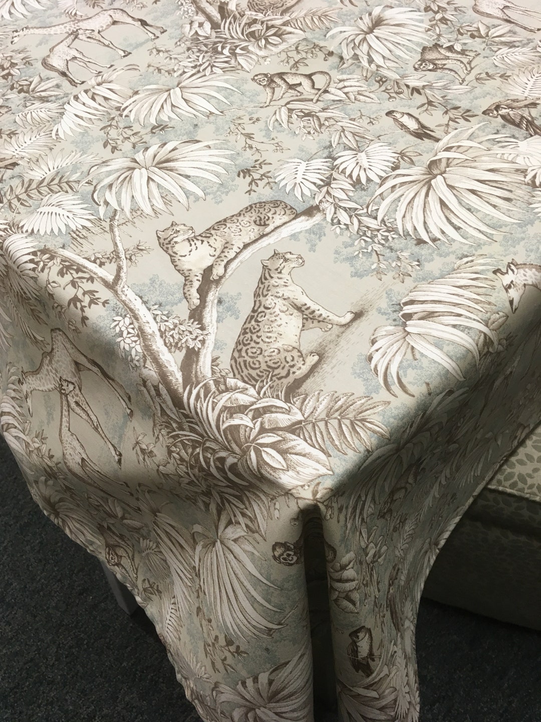 Jungle Subtle Print With Giraffes, Monkeys Leopards Among Palm Trees ...