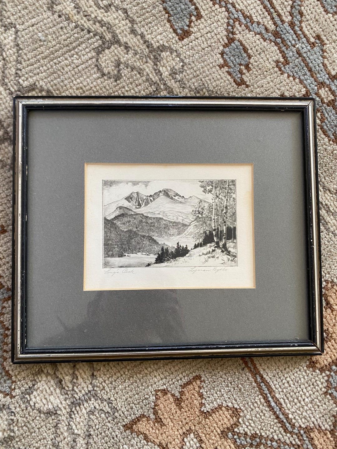 Vintage Mountain Landscape Etching, Lyman Byxbe Original, Long’s Peak ...