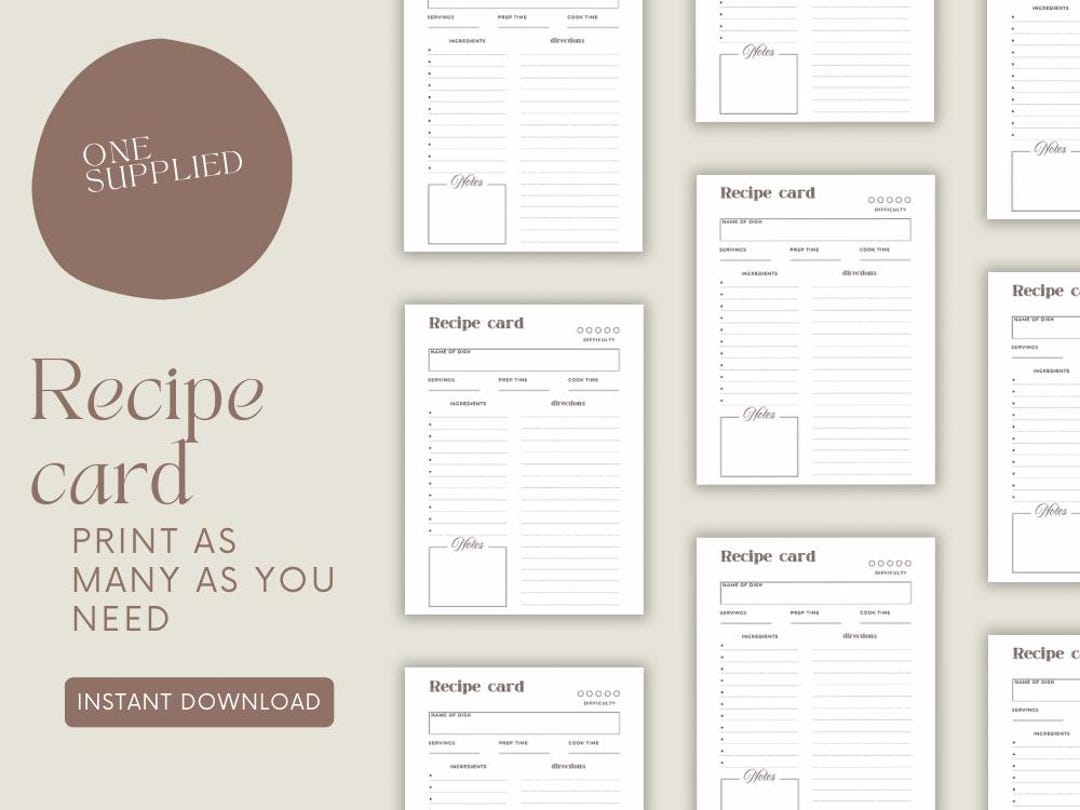 Recipe Book Template Printable, Blank Recipe Page, Cook Book Journal ...