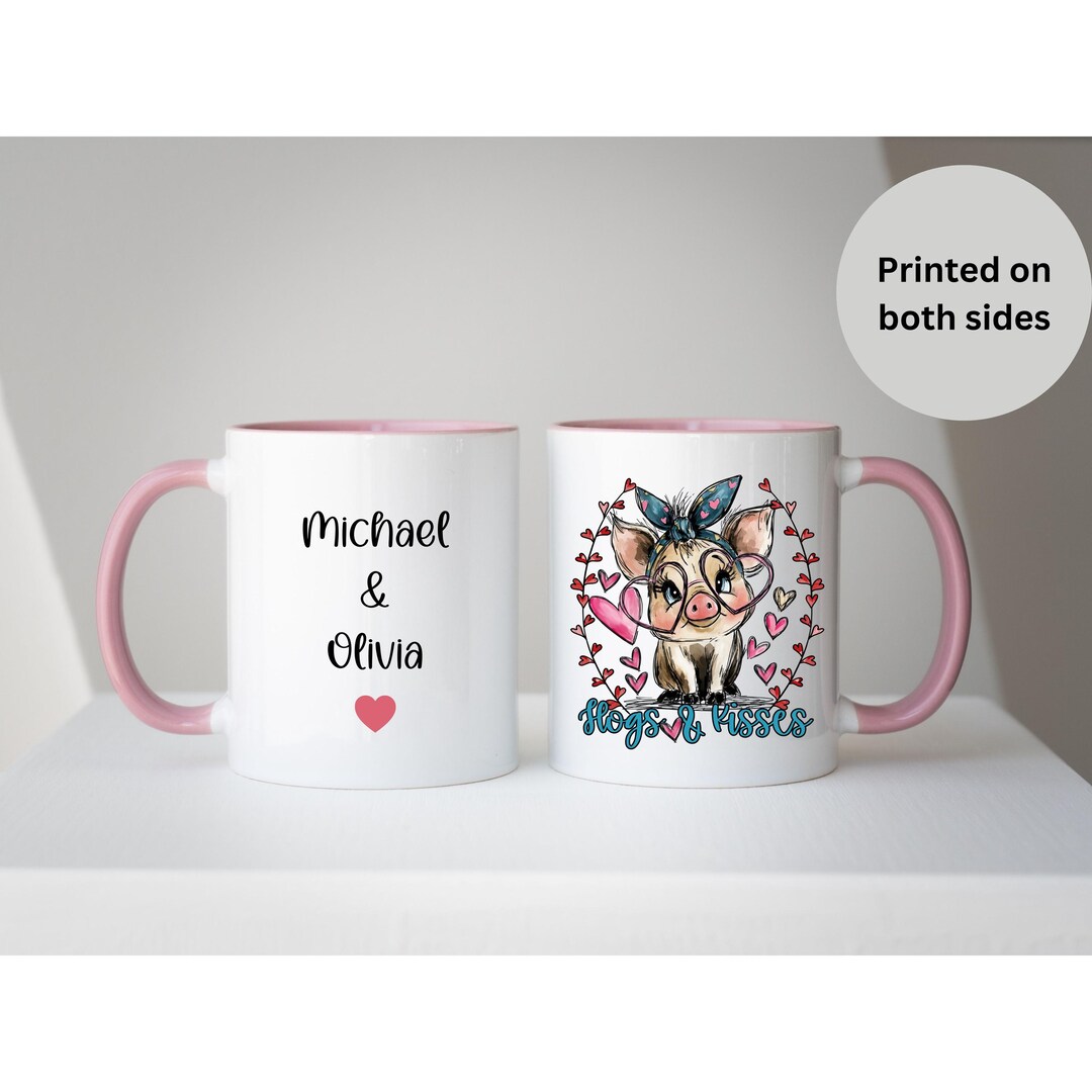 Custom Valentine Mug, Hogs and Kisses, Anniversary Gift for Him or Her ...