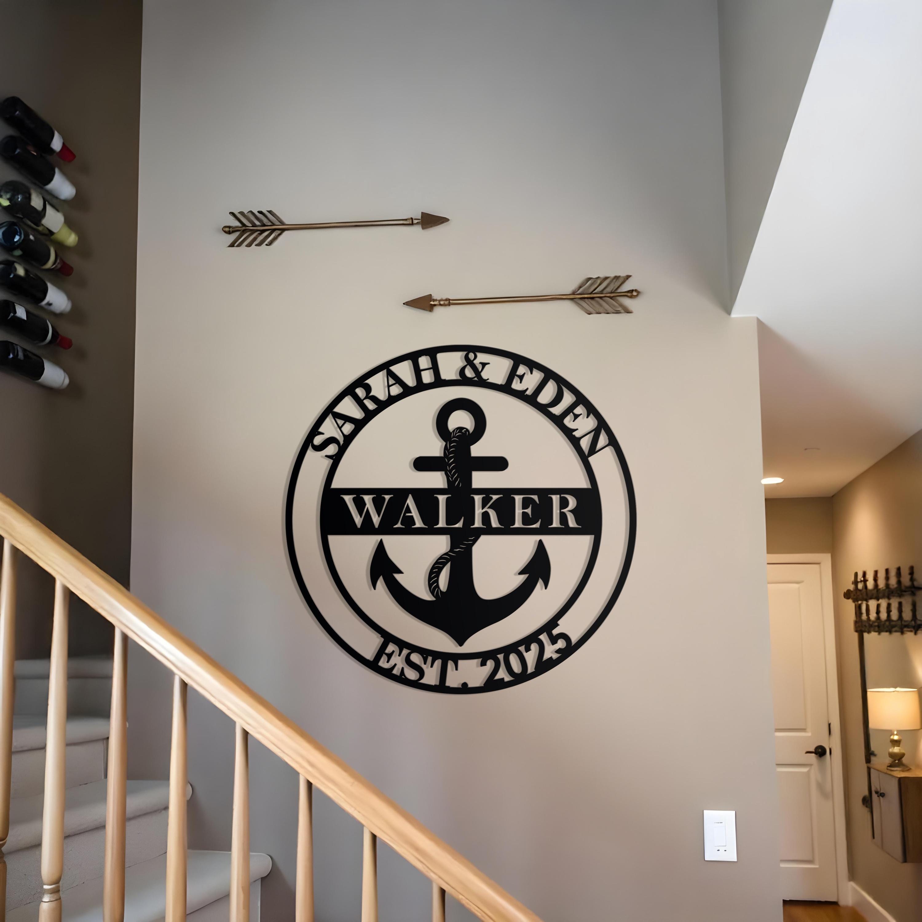 Custom Anchor Metal Sign | Metal Family Name Sign | Front Porch Name ...