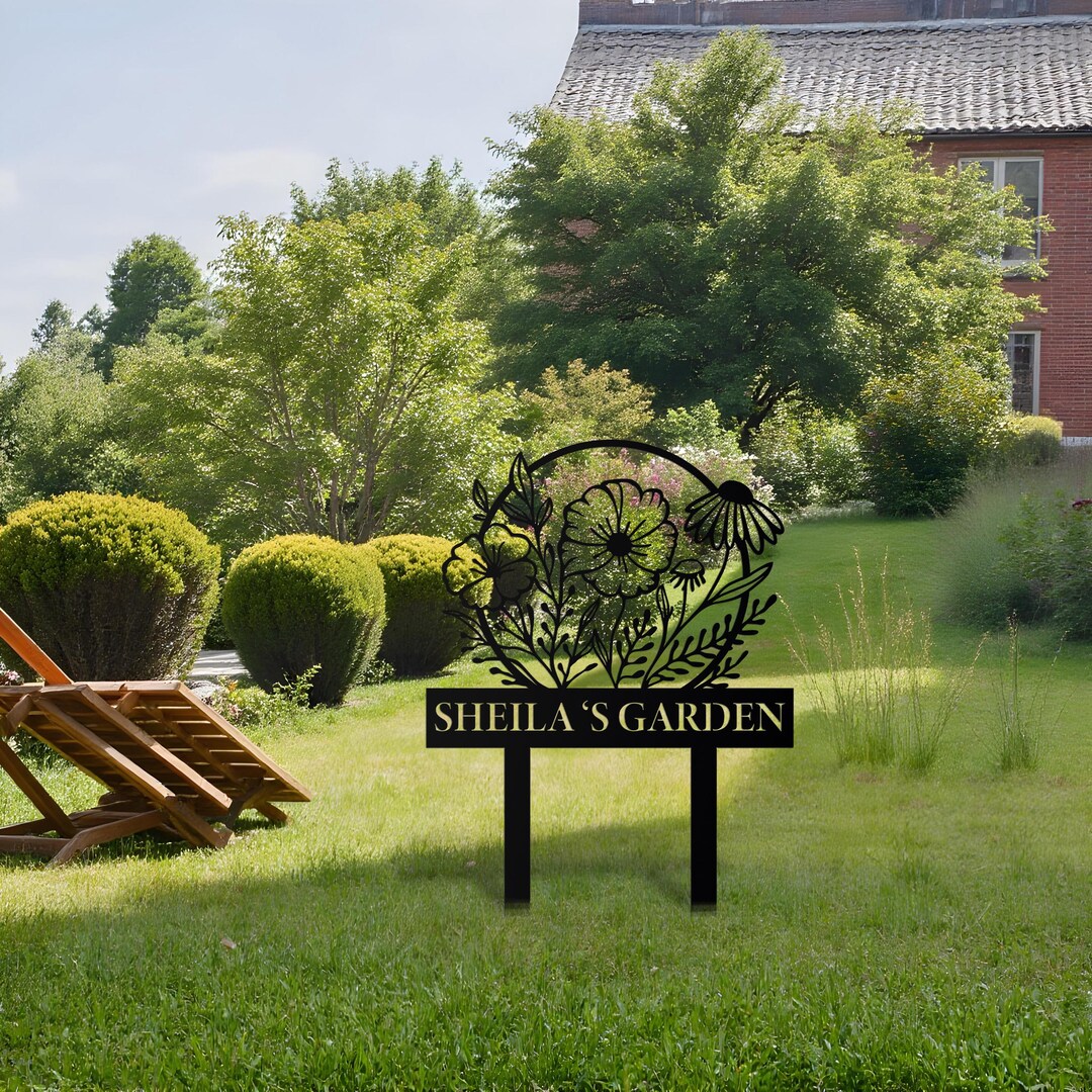 Personalized Flowers Garden Stake | Custom Steel Flower Bed Decoration ...