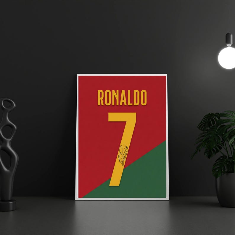 Cristiano Ronaldo Poster, CR7 Wall Art, Portugal Football Print, Soccer ...