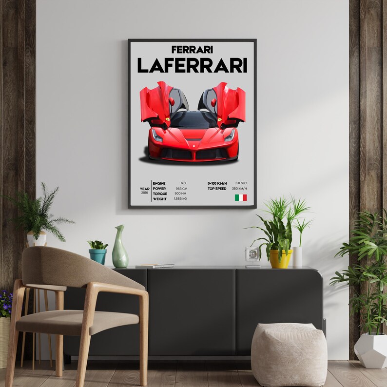 Ferrari Laferrari Poster | Hypercar Printable Wall Art | Supercar ...