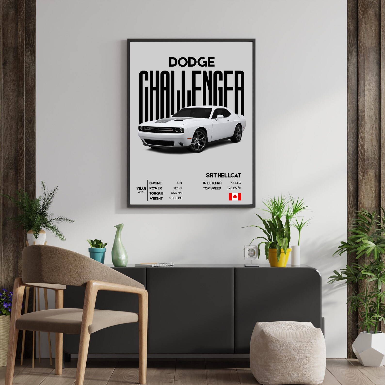 Dodge Challenger Hellcat Poster | Muscle Car Wall Art, Digital Download ...