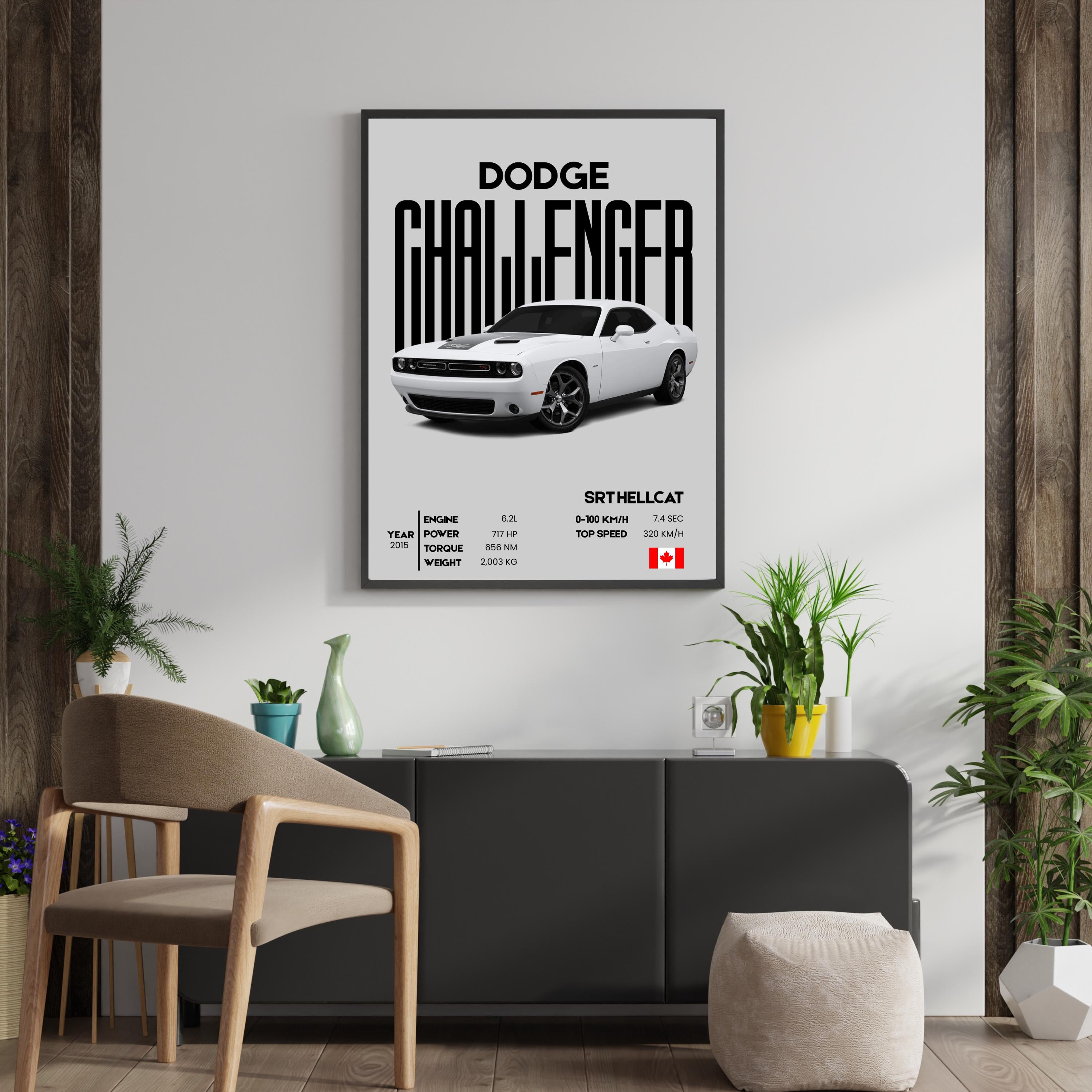 Dodge Challenger Hellcat Poster | Muscle Car Wall Art, Digital Download ...