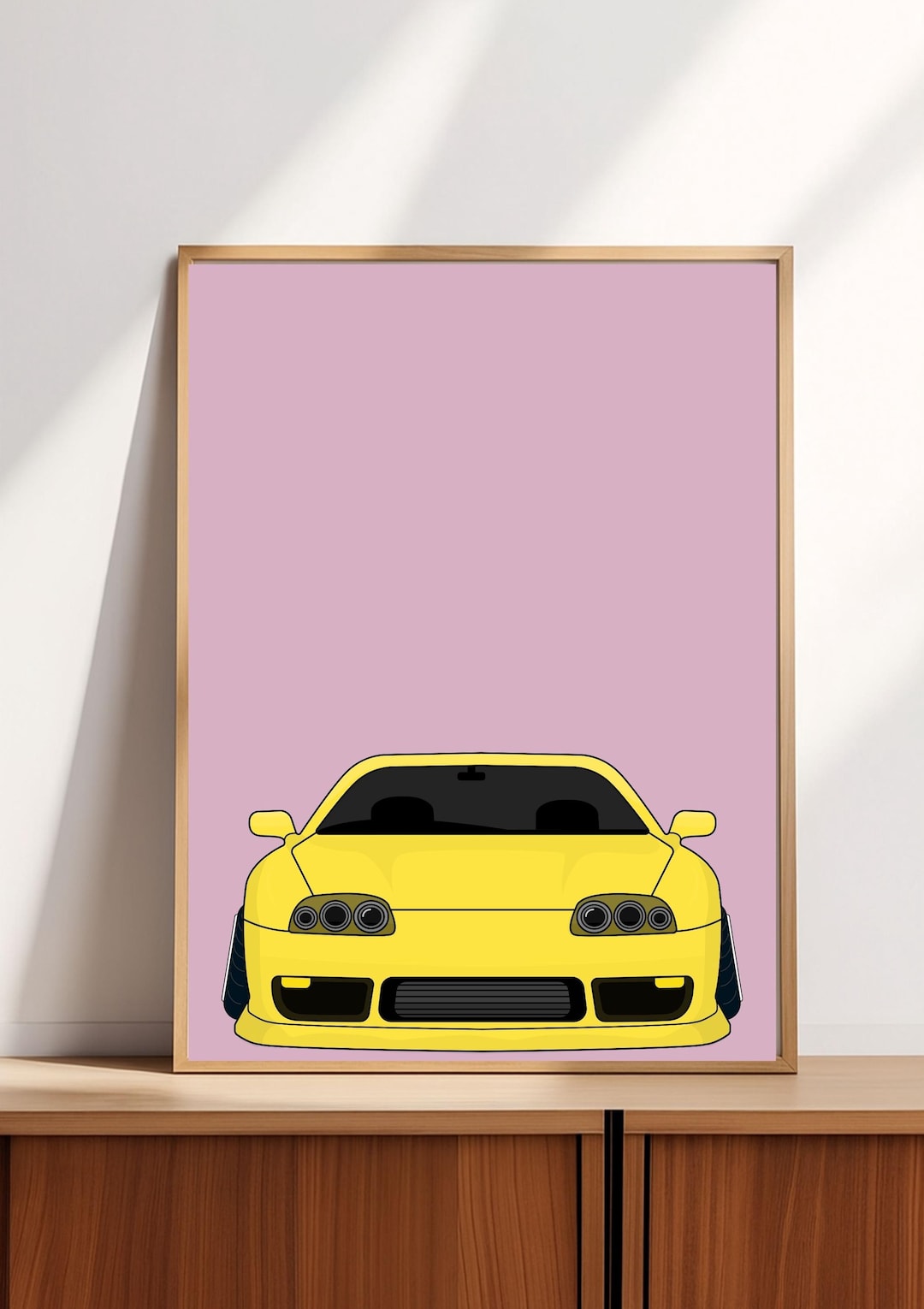 Yellow Sports Car Poster | JDM Wall Art Print | Minimalist Car ...
