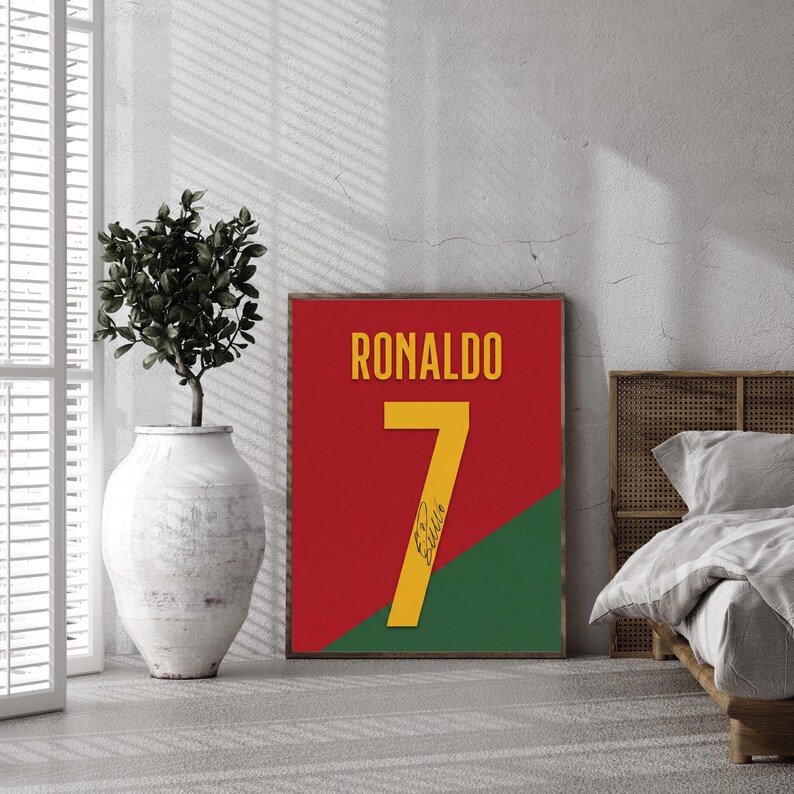 Cristiano Ronaldo Poster, CR7 Wall Art, Portugal Football Print, Soccer ...