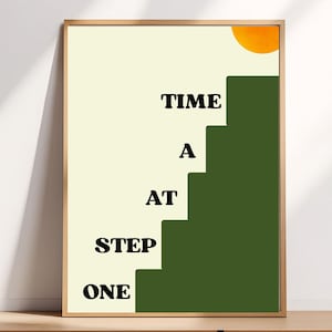 One Step at a Time Wall Art Print, Minimalist Motivational Poster ...