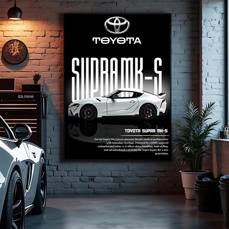 Toyota Supra MK-5 Digital Poster | JDM Car Print | Supercar Wall Art ...