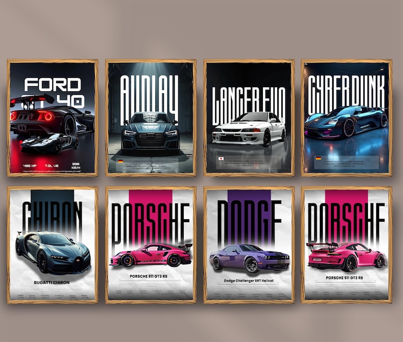 SET OF 25 Car Posters Bundle | Supercar, JDM, Sports Car Wall Art Set ...