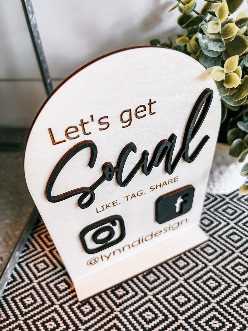 Lets Get Social Sign Marketing Sign Social Media Sign - Etsy