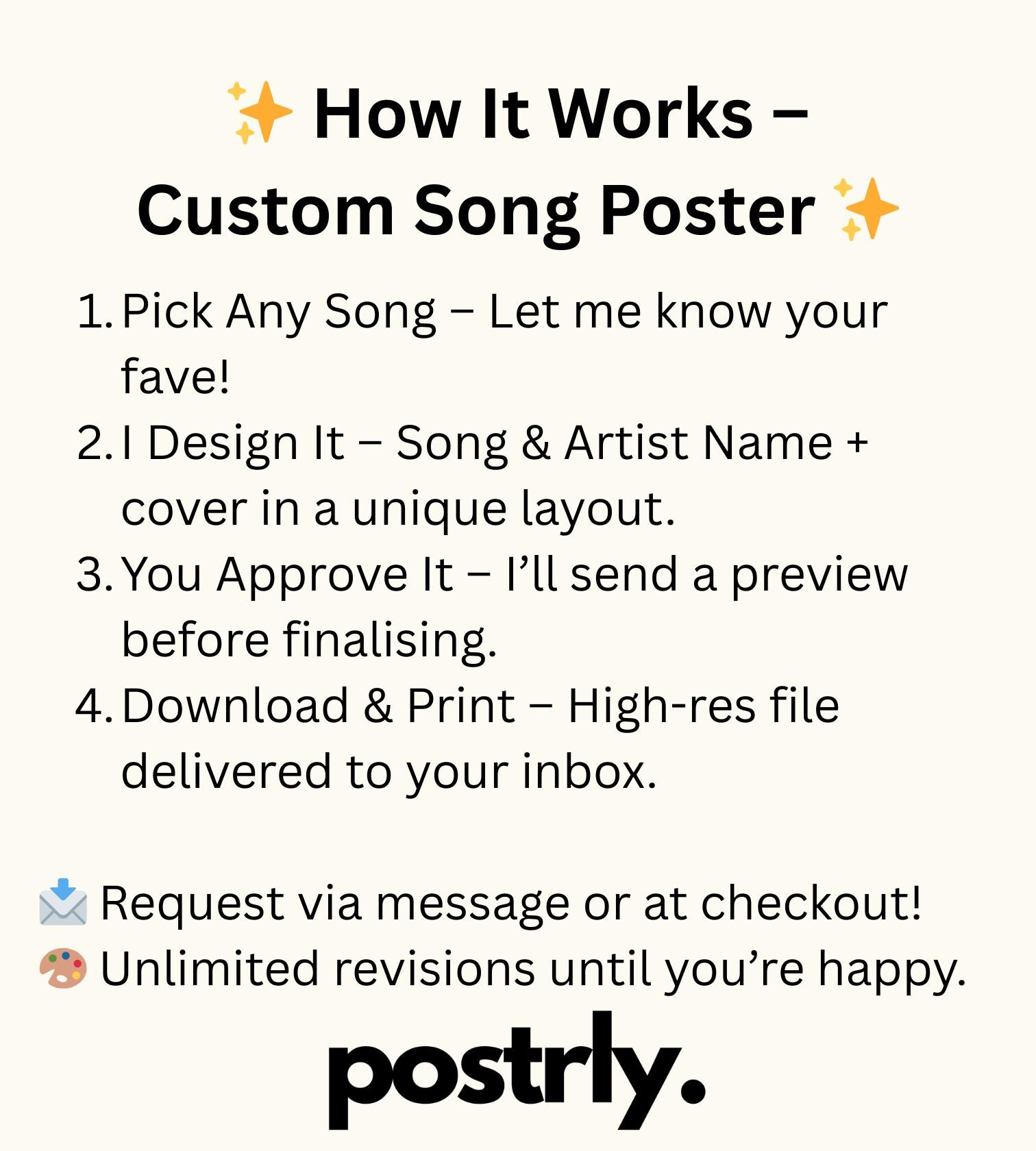 Song Poster Music Poster Album Poster Custom Poster Custom Art Custom ...