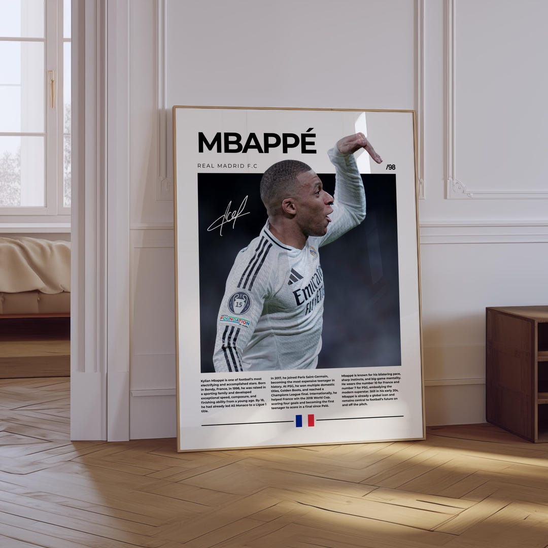 Kylian Mbappe Poster, France Soccer Print, Soccer Gifts, Sports Poster ...