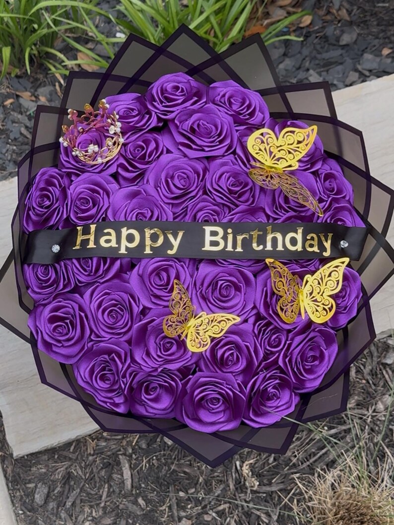 Custom Eternal Ribbon Flower Bouquet - Etsy