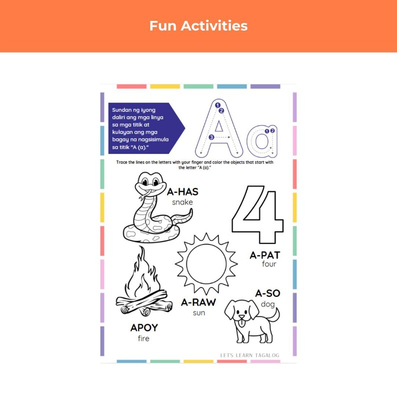 Learn Basic Tagalog Words for Kids - Etsy