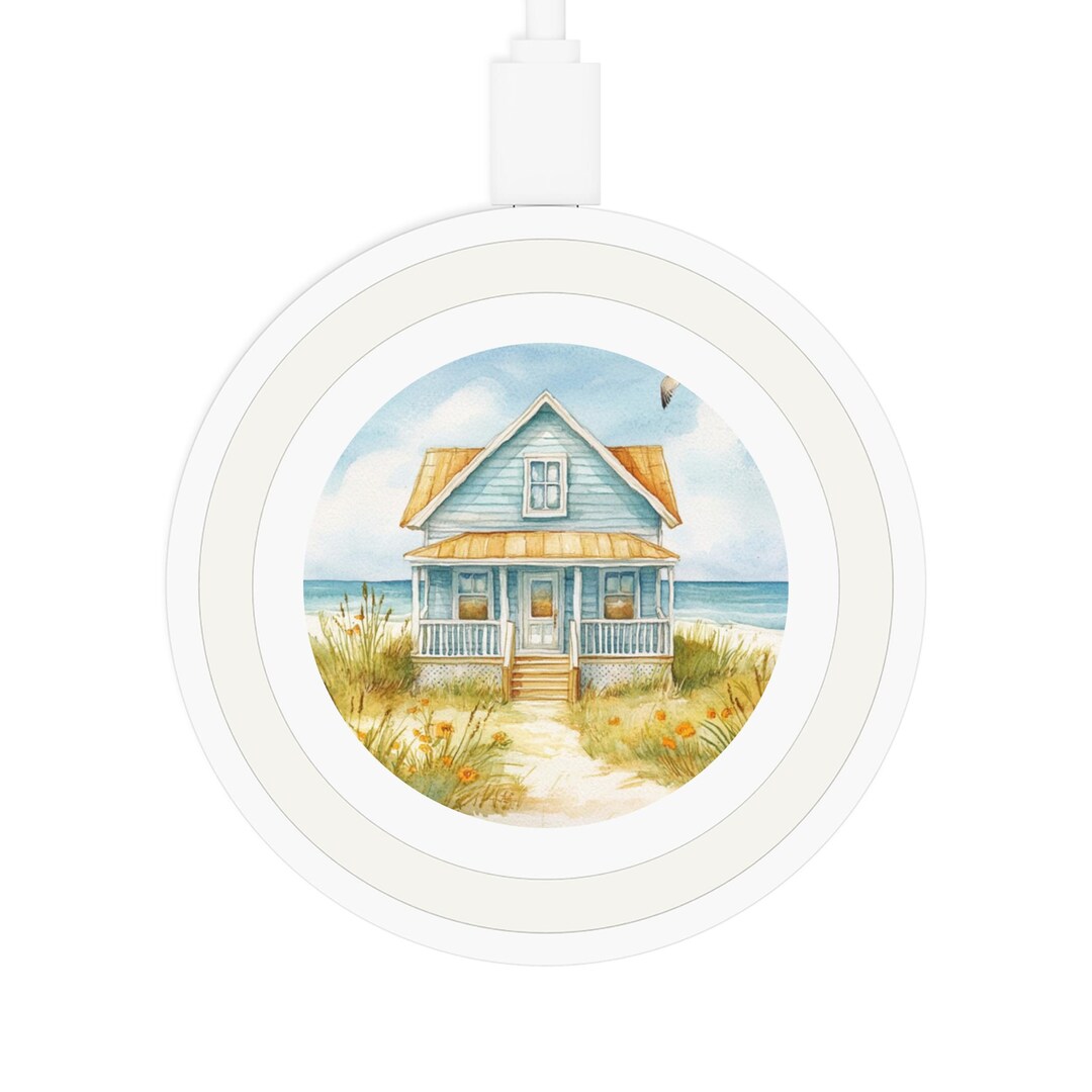 Wireless Charger - Blue Beach House - Wireless Charging Pad - 2.75 In ...