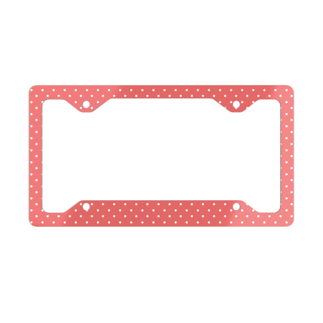Cute License Plate Frame - Peach Polka Dots - Metal - Etsy