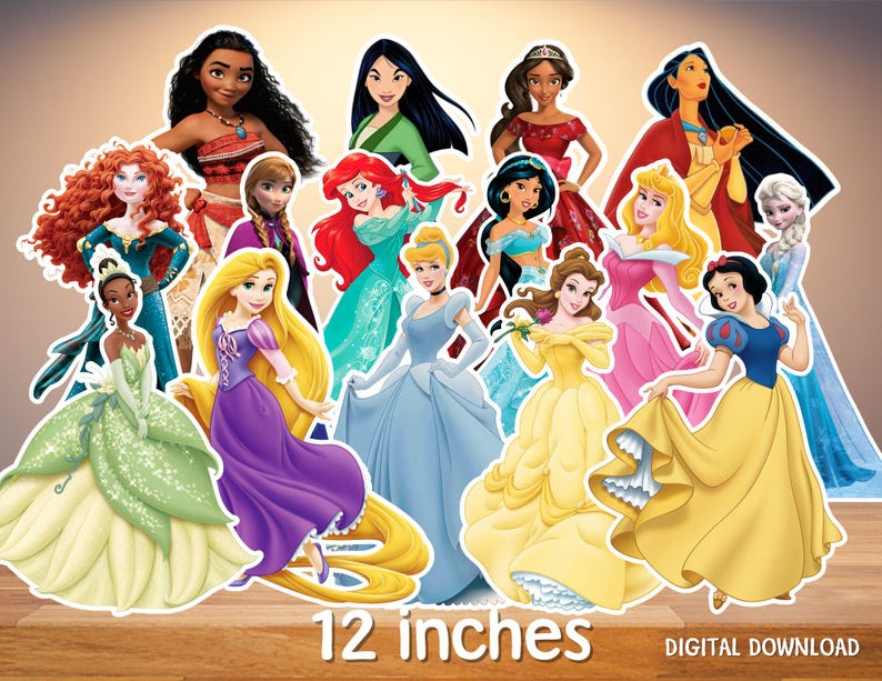12 Inches Princesses Table Centerpiece Cutouts, Magical Theme Party ...