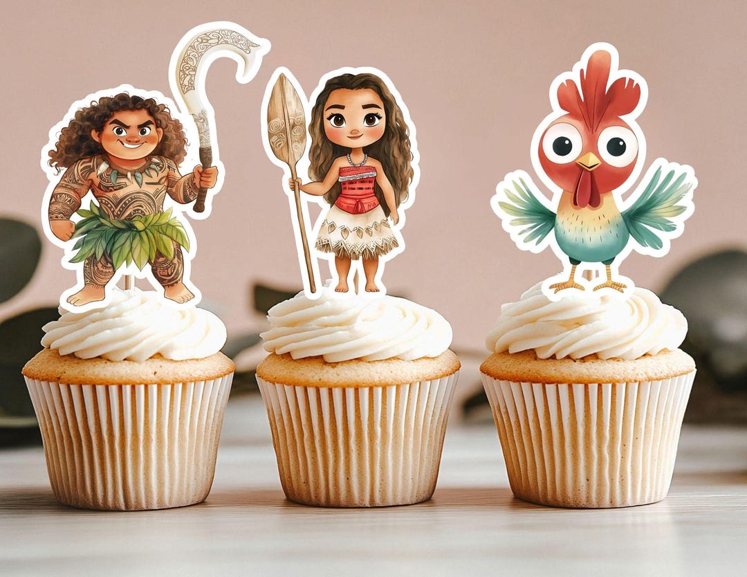 Moana Inspired Cupcake Toppers, Princess Island Girl Cupcake Toppers ...